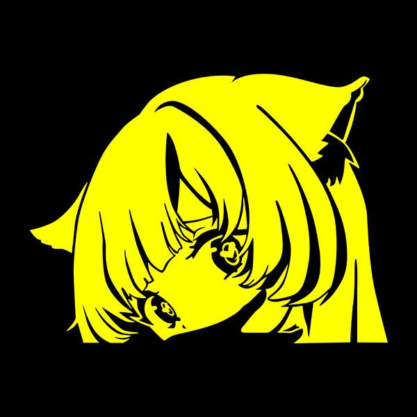 Anime girl Black/White/Yellow/Red – Stickers_plt